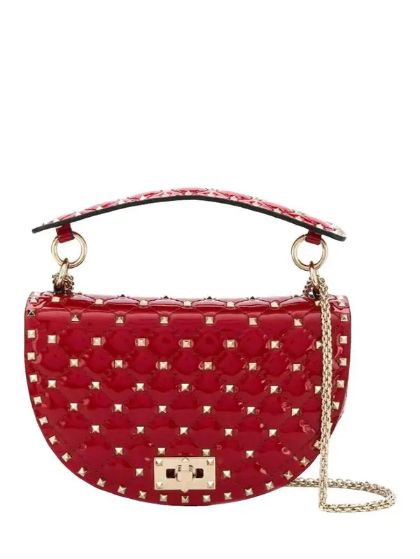 Valentino Garavani Rockstud Quilted Rivet Saddle Bag - Red