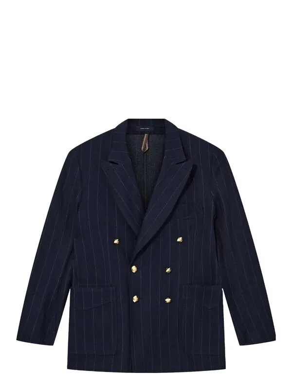 DRAKE'S LONDON Double-breasted Pinstripe Jacket - Black