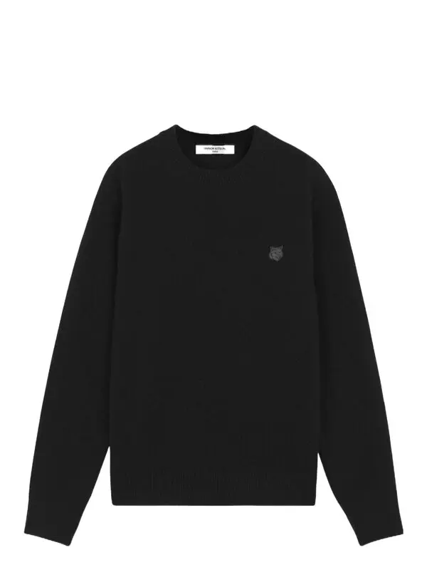 Maison Kitsuné Fox Head Patch Knitted Jumper - Black