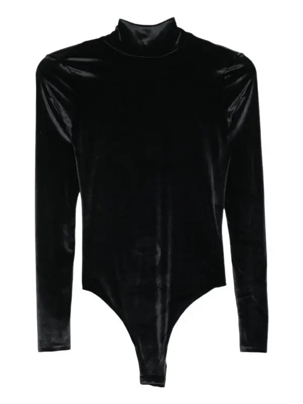 MUGLER Open-back Velvet Bodysuit - Black