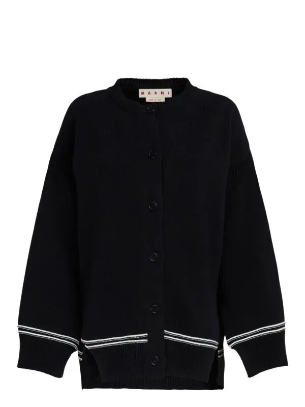 Marni Oversized-fit Cardigan With Logo Stripe Trim - No