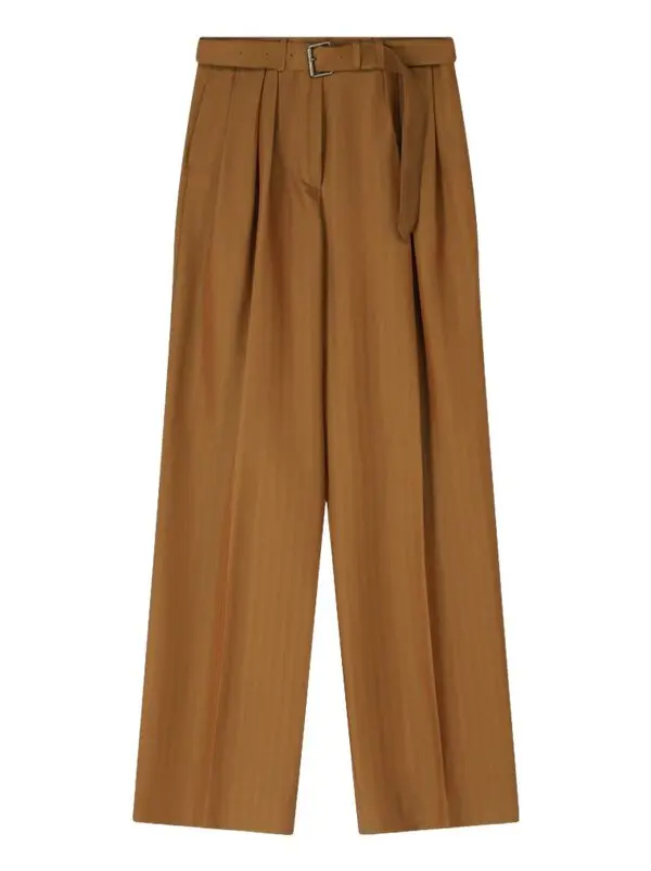Dries Van Noten Belted Wide-leg Pleated Trousers - Tan