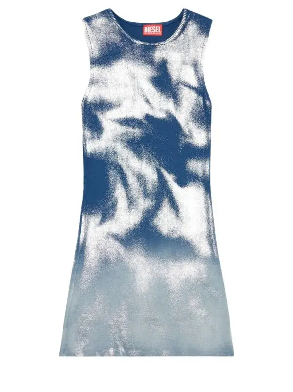 DIESEL® Sleeveless Metallic Finish Cotton Dress - Gray