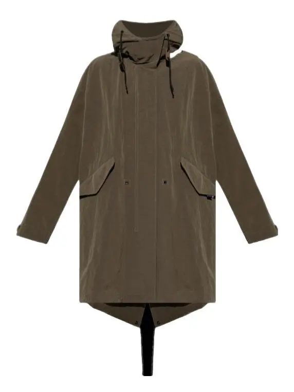 Dolce & Gabbana Logo Tag Drawstring Hooded Parka - Green
