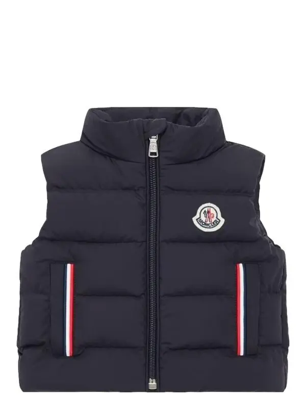 Moncler Padded Vest With Logo Patch - Navy Blue