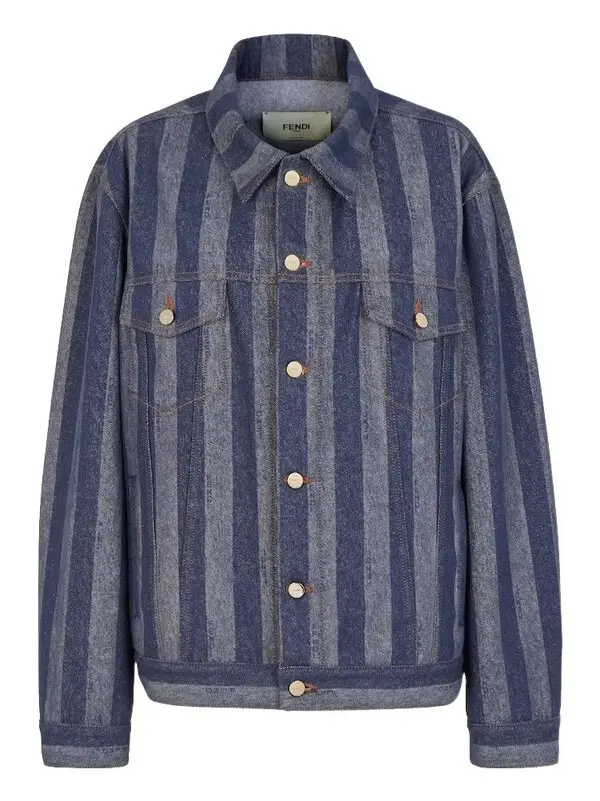 Fendi Striped Button-up Jacket - Blue