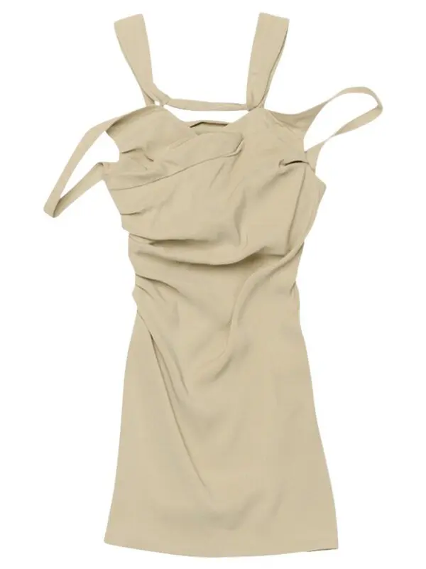 Jacquemus Off-the-shoulder Twist-detail Mini Dress - Nude
