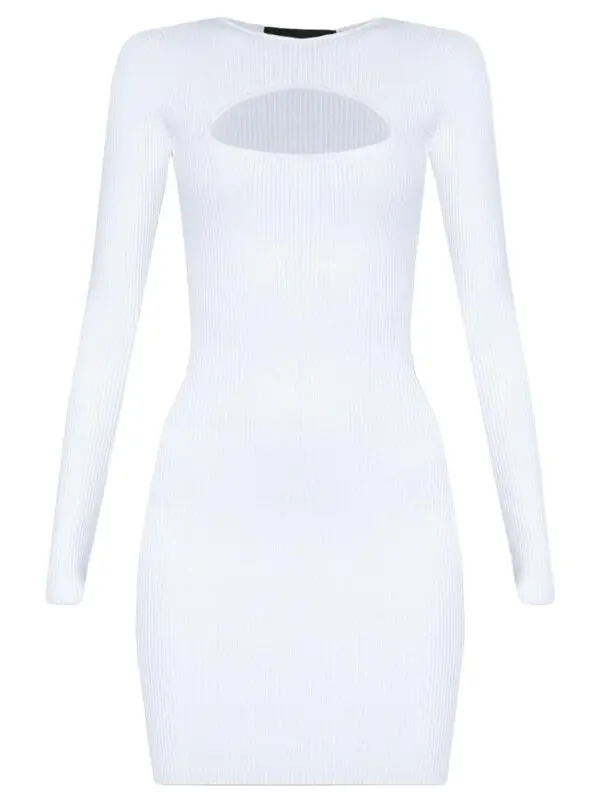 Dsquared2 Ribbed Cut-out Long Sleeve Dress - White