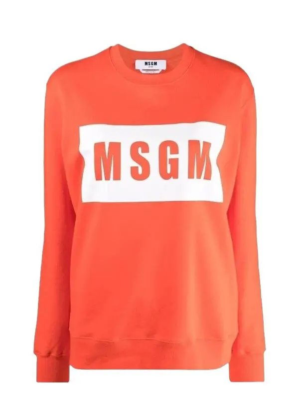 MSGM Logo Print Crewneck Sweatshirt - Orange