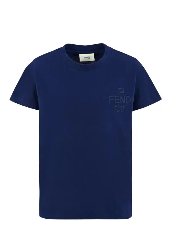 Fendi Logo Embroidered T-shirt - Blue