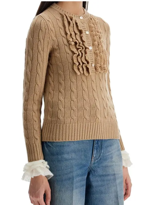 Valentino Garavani Ruffled Crewneck Jumper - Nude
