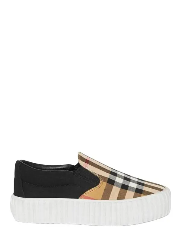 Burberry Checked Slip-on Sneakers - White
