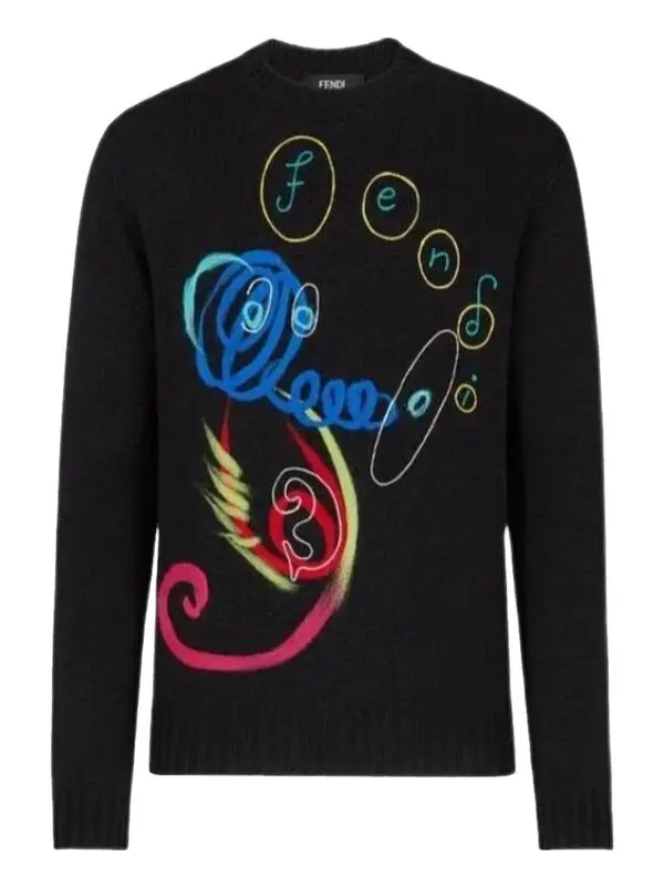 Fendi Embroidered Pullover - Black