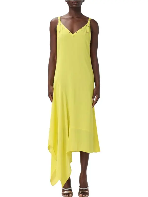 Pinko Spaghetti Strap V-neck Dress - Yellow