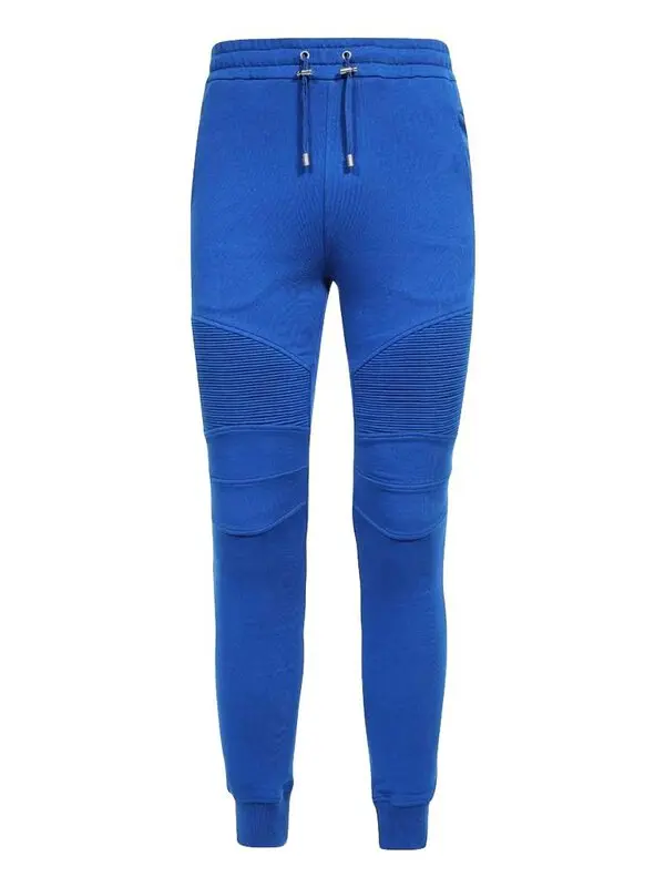 Balmain Logo Printed Cotton Jogging Bottoms - Blue