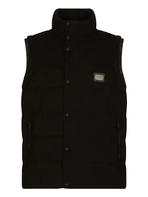 Dolce & Gabbana Logo Plaque Quilted Vest - Black