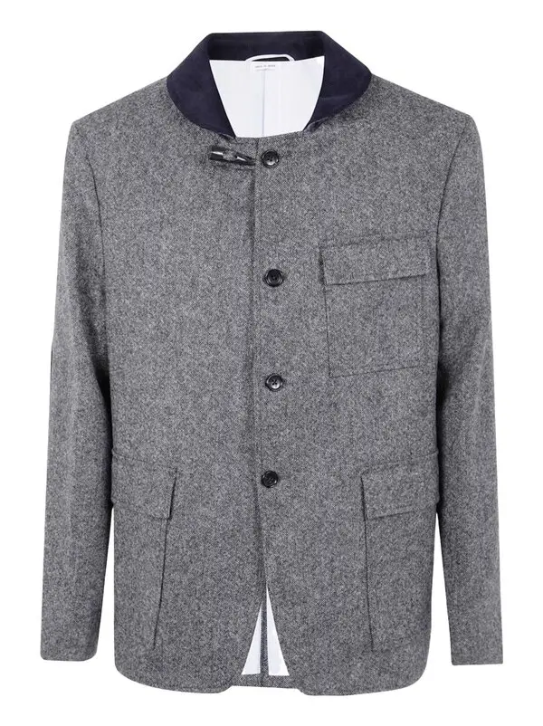 Thom Browne Long-sleeved Button-up Jacket - Gray