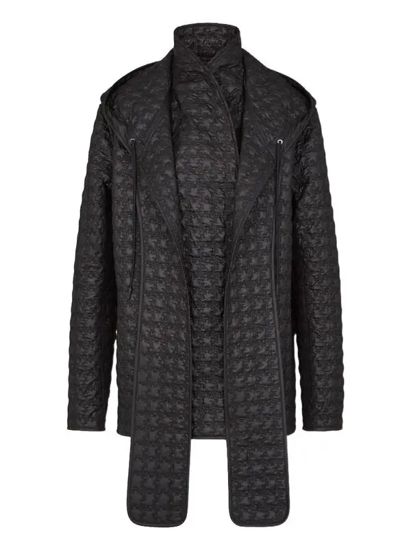 Fendi Quilted Nylon Jacket With Houndstooth Pattern - Black