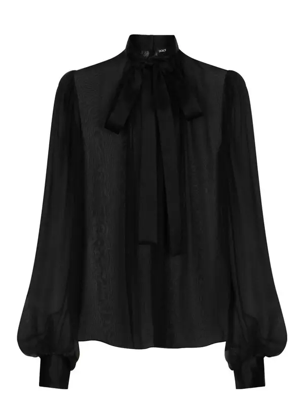 Dolce & Gabbana Chiffon Pussy-bow Blouse - Black
