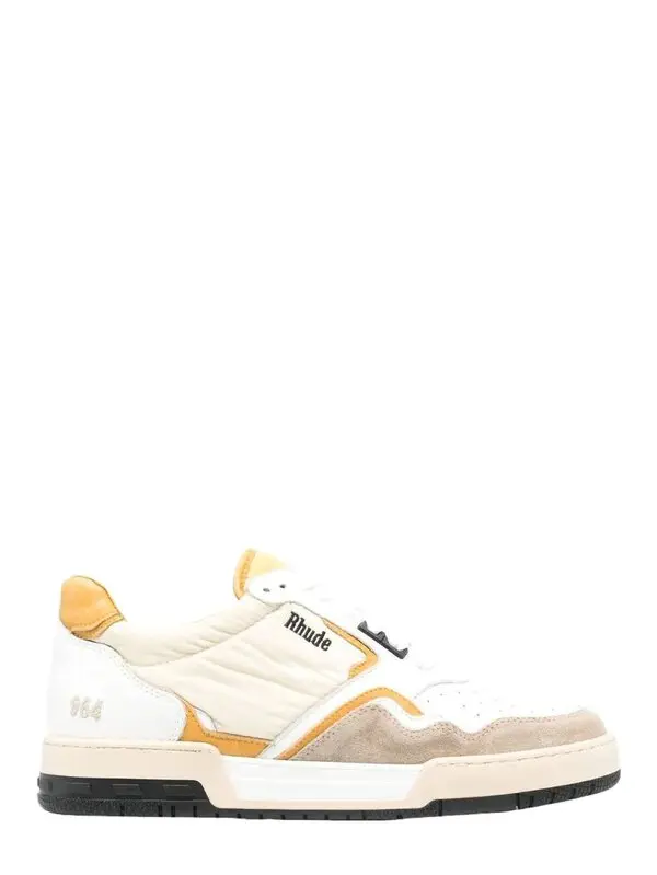 Rhude Racing Logo Embroidered Sneakers - White