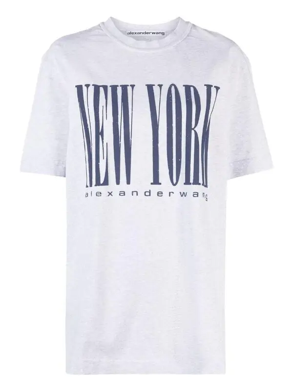 Alexander Wang Graphic Printed Crewneck T-shirt - Light Gray