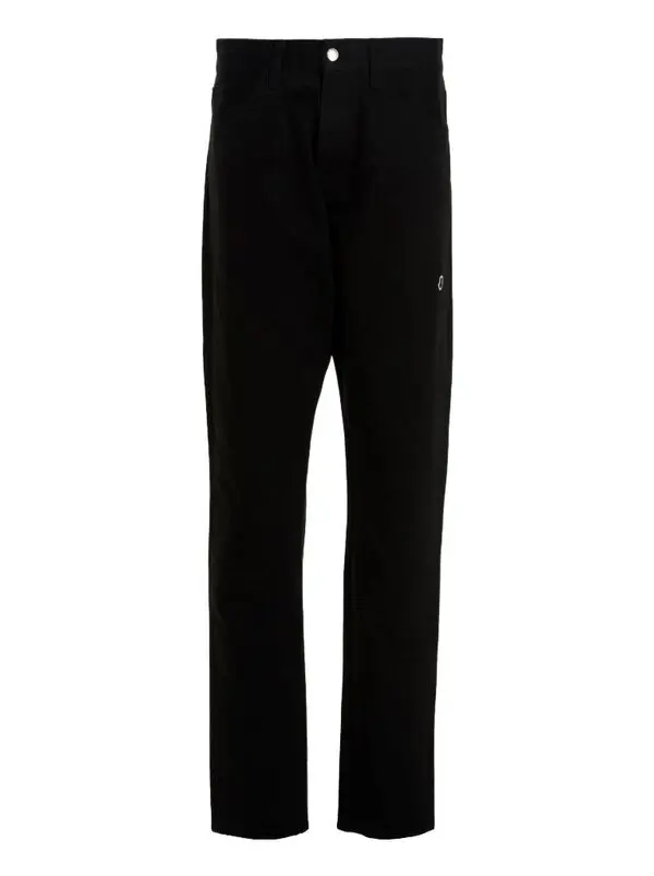Moncler Denim Casual Pants With Logo Embroidery - Black