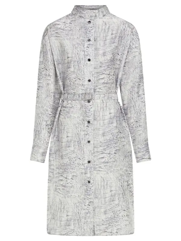 FERRAGAMO Crocodile Print Shirt Dress - Graphite/mascarpone