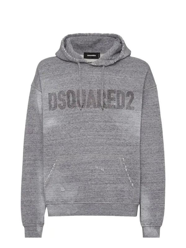 Dsquared2 Distressed Drawstring Hoodie - Gray