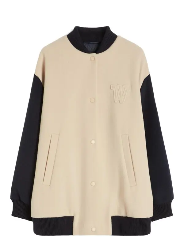 Max Mara Oversized Varsity Bomber Jacket - Sand