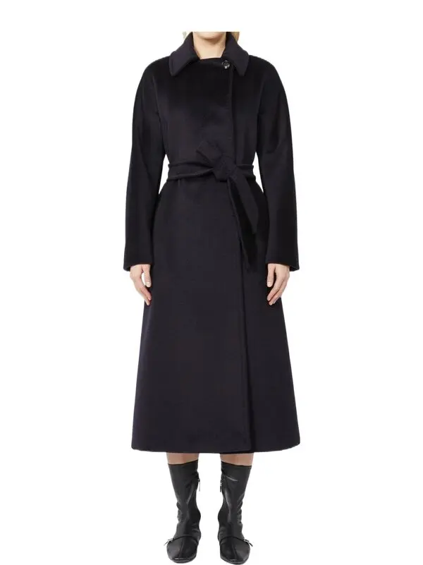 Max Mara Tenzone Tied-waist Long-sleeved Coat - Black