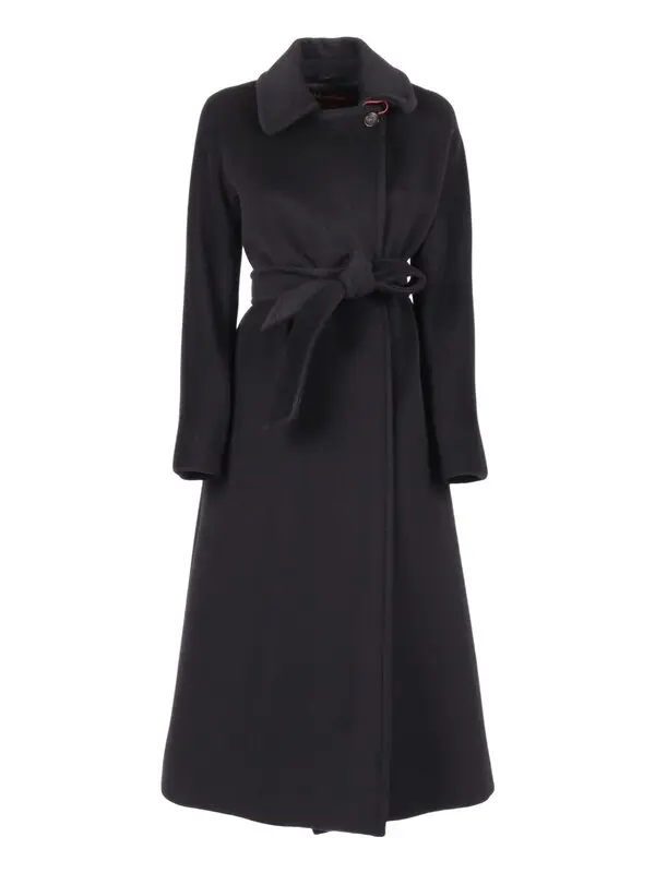 Max Mara Tenzone Tied-waist Long-sleeved Coat - Black