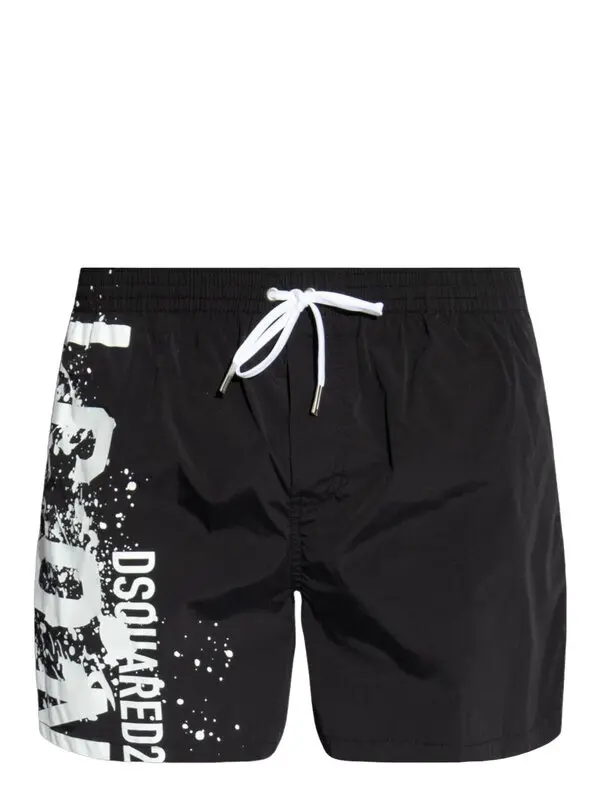 Dsquared2 Logo Print Beach Shorts - Black