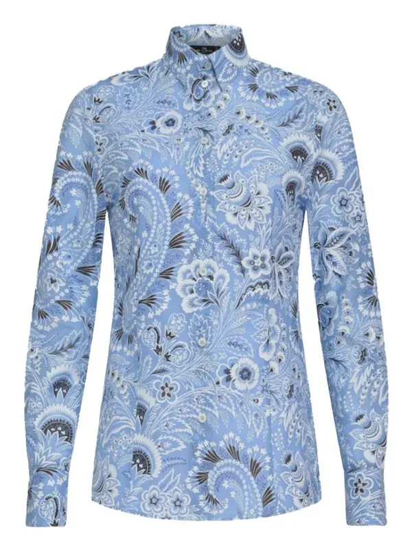 Etro Paisley Printed Long Sleeve Shirt - Blue