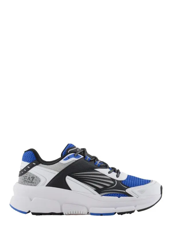 Emporio Armani Round Toe Lace-up Sneakers - Black/blue/white