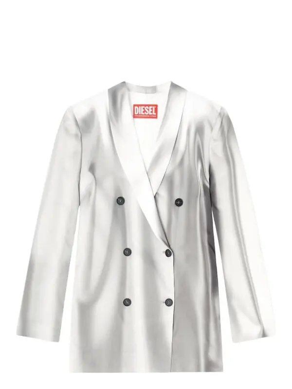 DIESEL® G-avina Trompe L'oeil Double-breasted Satin Blazer - Gray/white
