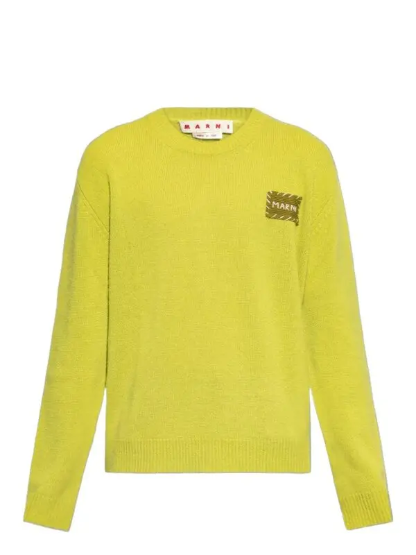 Marni Logo Patch Crewneck Jumper - Yellow