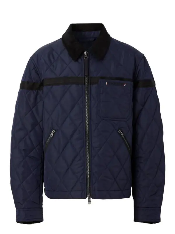 Burberry Diamond Quilted Jacket With Corduroy Collar - Black
