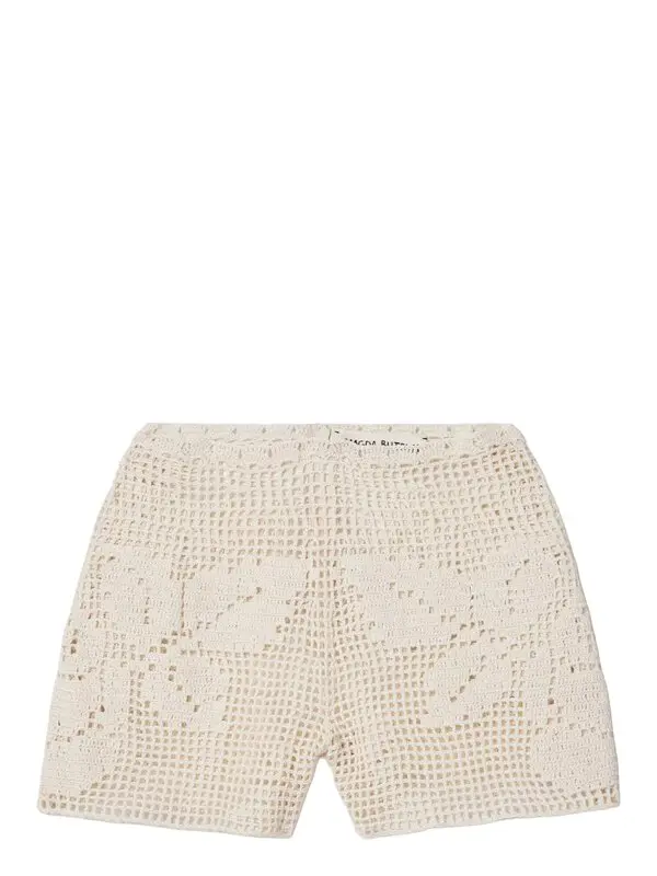 Magda Butrym Crochet Floral High-waisted Shorts - Cream