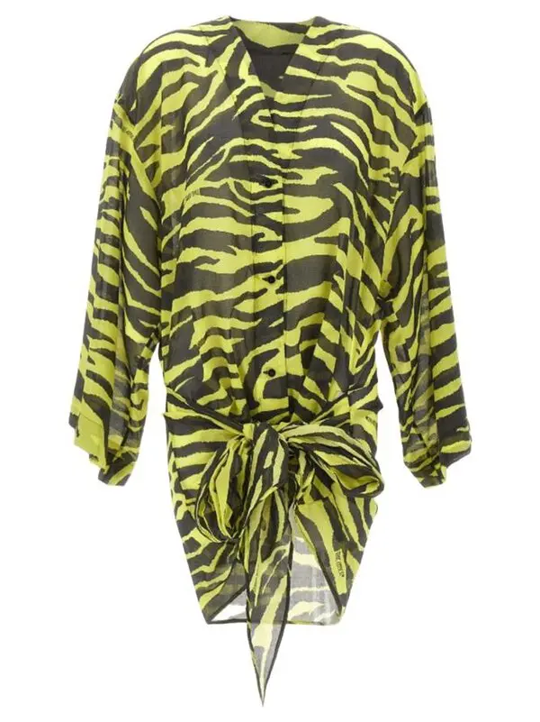 Attico Zebra Print Mini Dress - Green