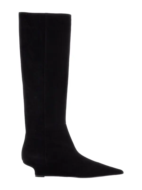 TOTEME Pointed Toe Wedge Boots With Side Zip - Black