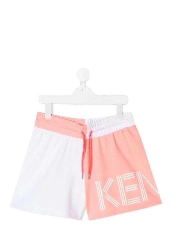 Kenzo Color Block Logo Print Shorts - White