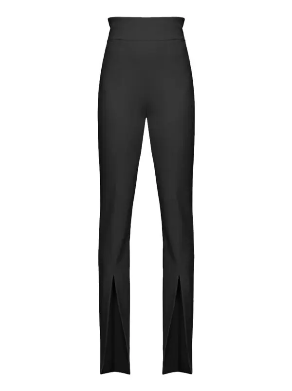 Pinko High-waisted Crepe Trousers With Front Slits - Black