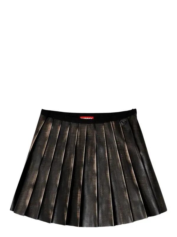 DIESEL® Pleated Mini Skirt With Distressed Effect - Brown