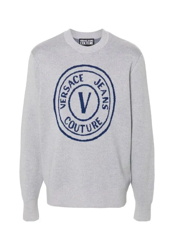 Versace Logo Crew Neck Sweater - Grey