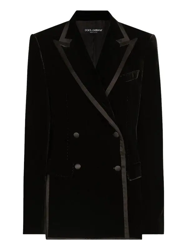 Dolce & Gabbana Double-breasted Velvet Blazer - Black