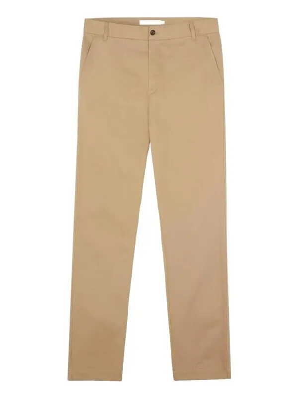 Maison Kitsuné Tapered Cotton Chino Pants With Fox Embroidery - Nude