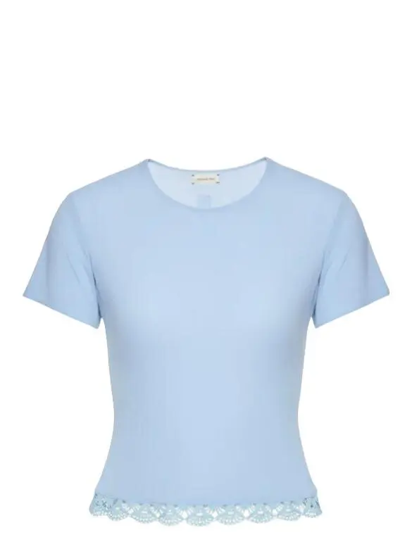 Magda Butrym Fitted Crochet Trim T-shirt - Blue