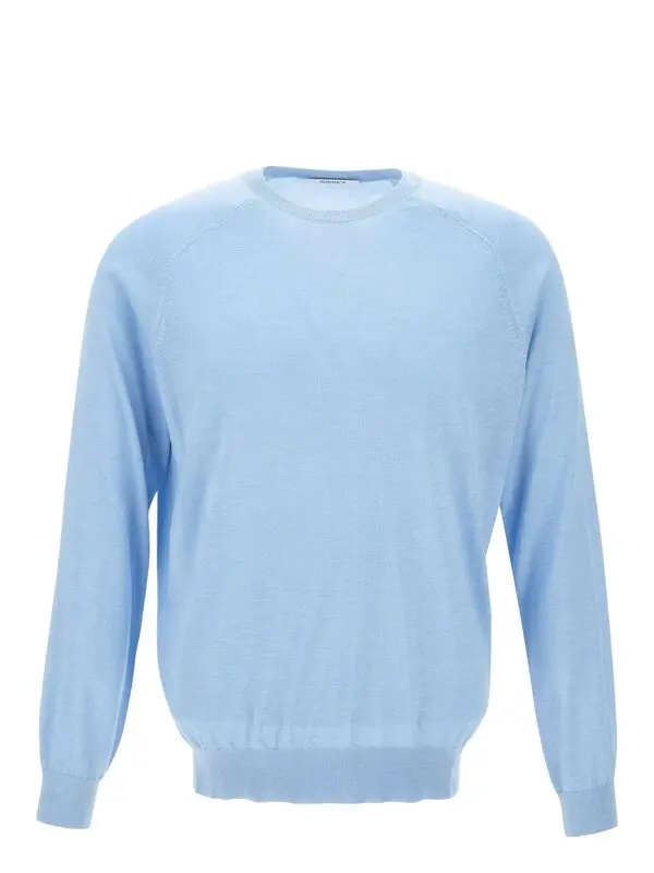 KANGRA Crew Neck Knitwear With Raglan Sleeves - Light Blue