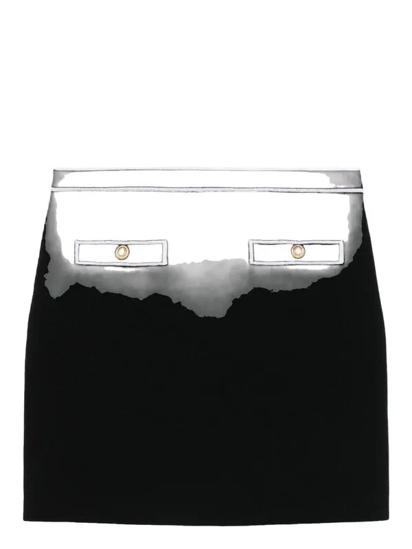 ALICEOLIVIA Alice+olivia Knitted Mini Skirt With Contrast Trim - Black