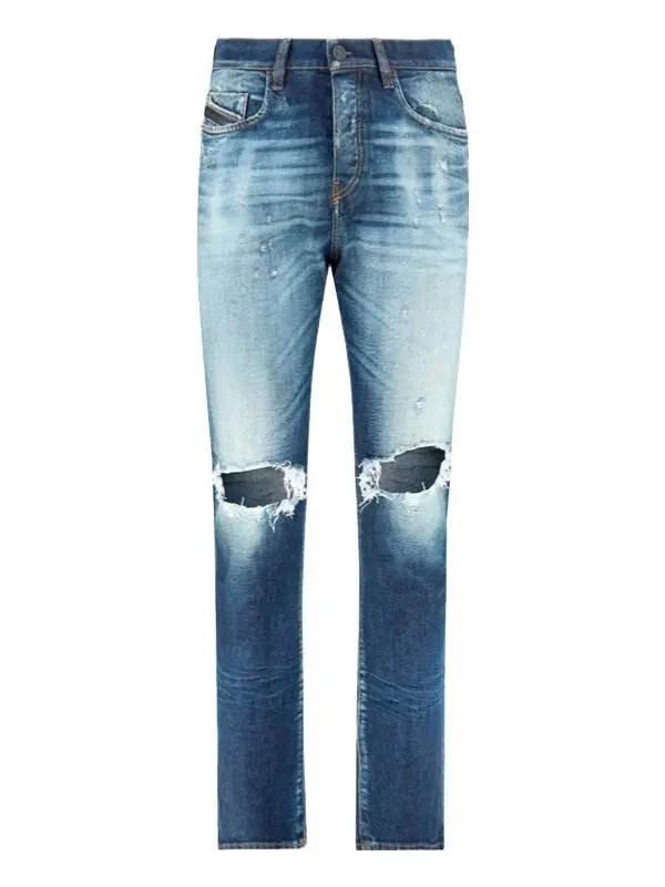 DIESEL® D-viker Straight-leg Jeans With Knee Slits - Blue